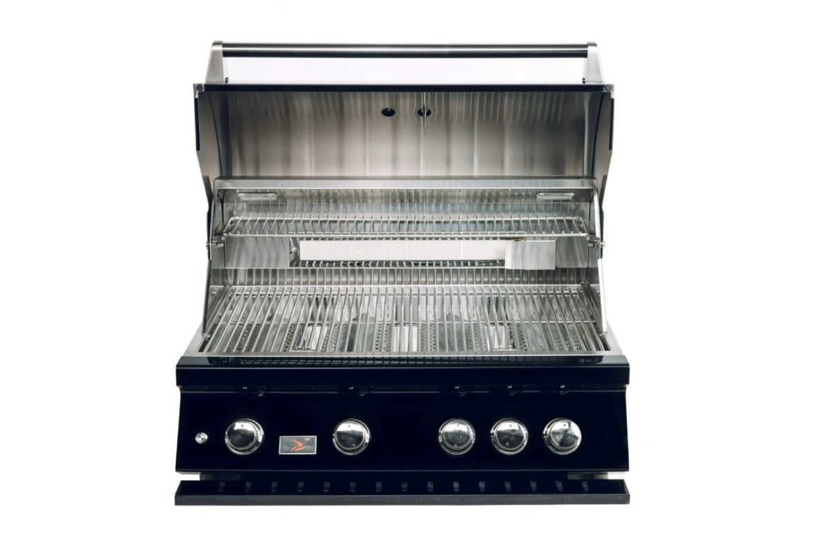 Bonfire Built-In 4 Burner Black Series Gas Grill with Rotisserie Kit ...