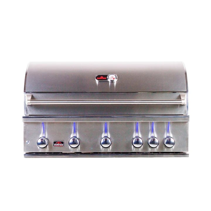 Bonfire Built-In 500 Burner Gas Grill with Rotisserie Kit and Cover ...